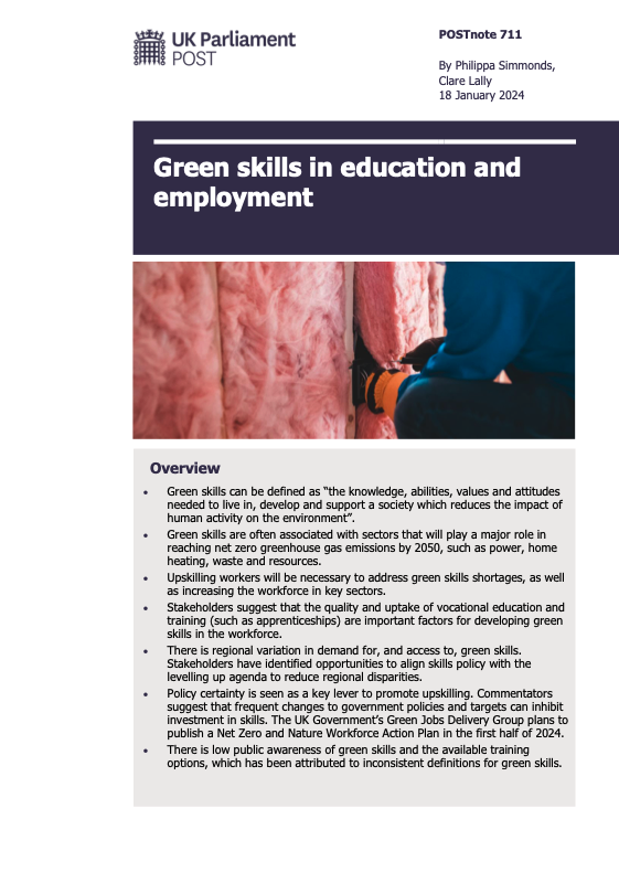 Green skills for education and employment | Edge Foundation