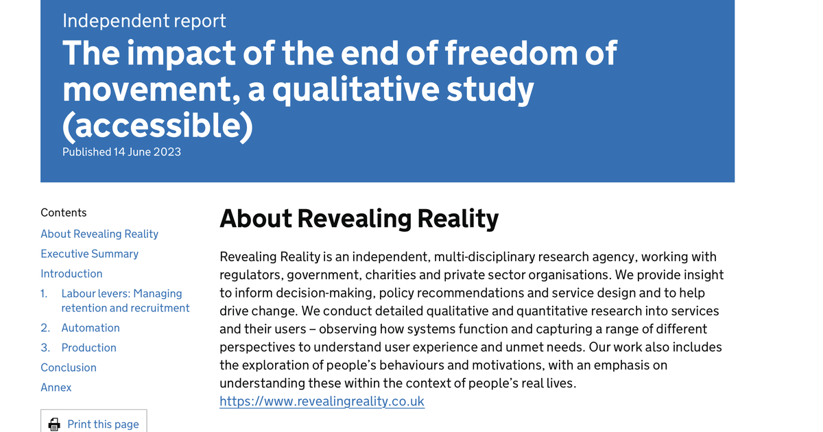 The impact of the end of freedom of movement, a qualitative study ...