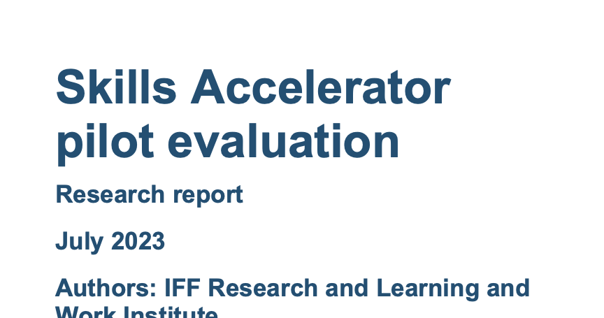 Skills accelerator pilot evaluation: research report | Edge Foundation
